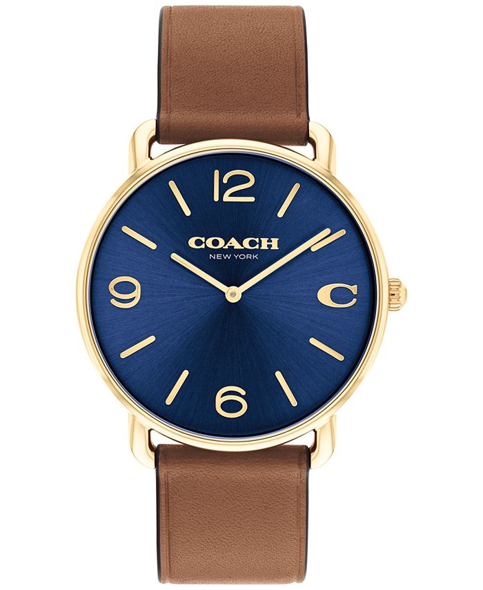 COACH Unisex Elliot Saddle Leather Strap Watch 40mm - Macy's