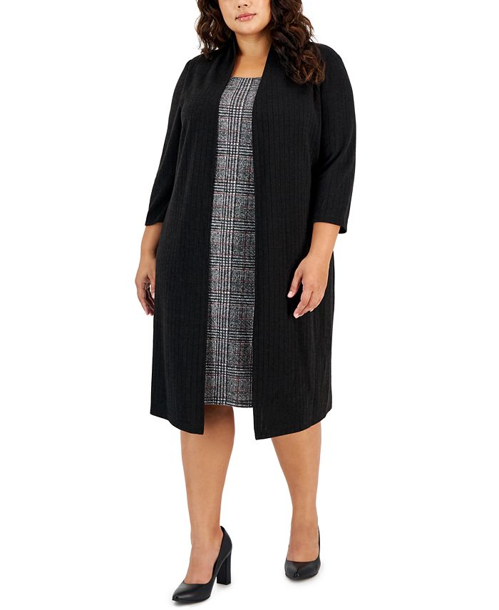 Connected Plus Size Round-Neck Dress & Attached Jacket - Macy's
