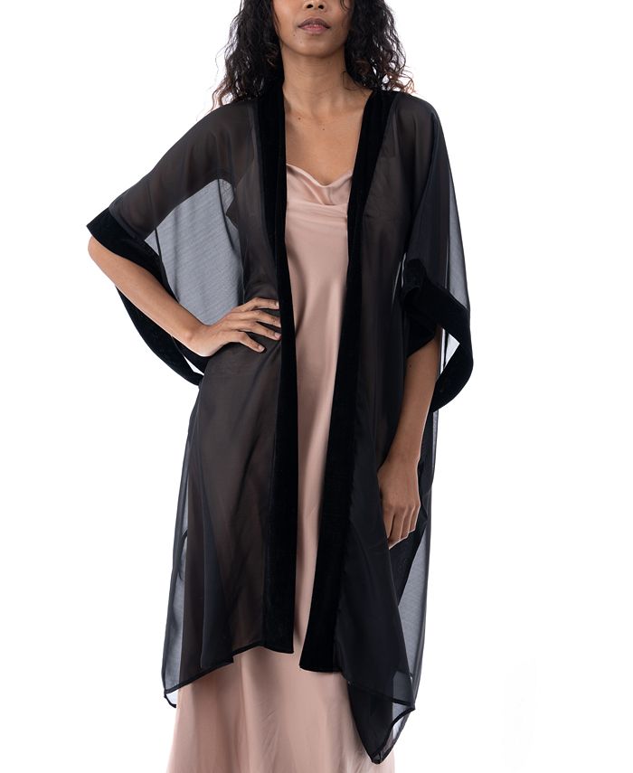 I.N.C. International Concepts Women's Crinkle Velvet-Trim Topper ...