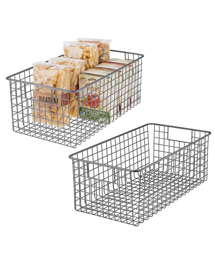 mDesign Metal Wire Food Organizer Basket, Built-In Handles, Medium - 2 ...