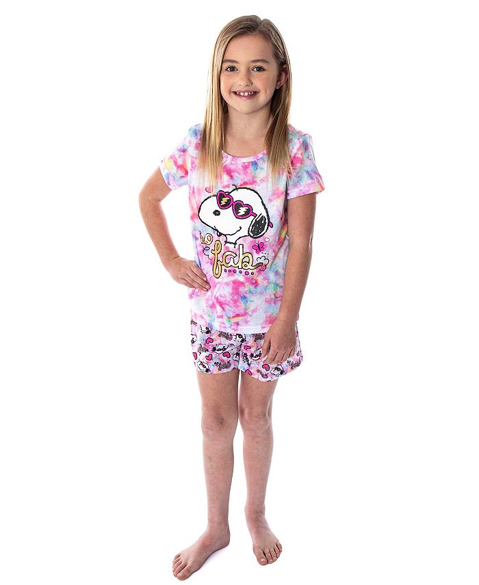 Peanuts Girls Snoopy So Fab Tie Dye Pajamas T-Shirt And Shorts Pajama ...