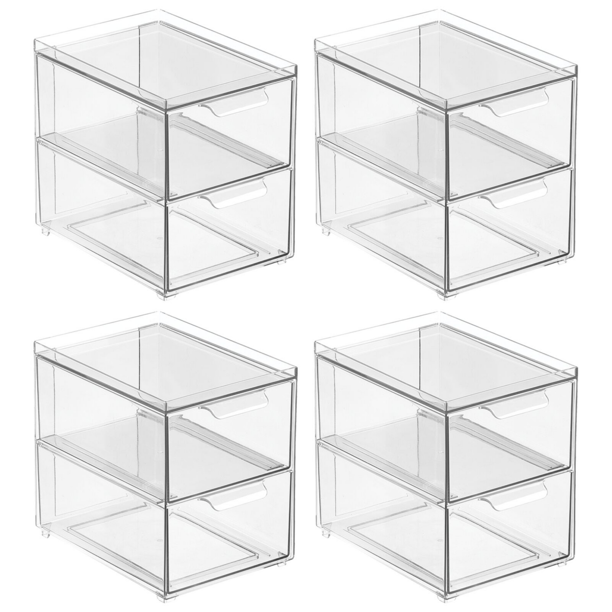 mDesign Plastic Stackable Bathroom Vanity Storage Organizer with Drawer ...