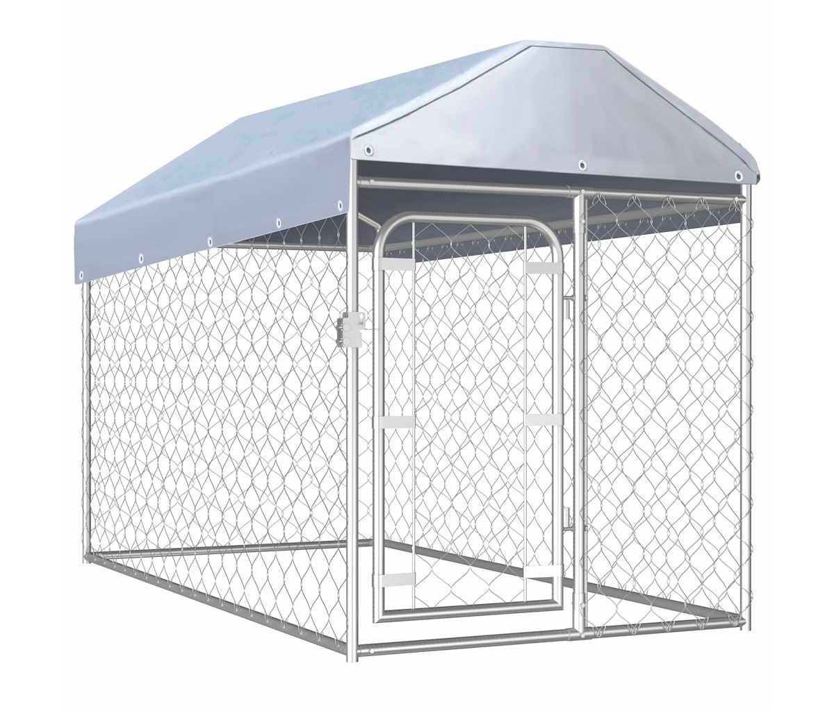 Click here for Outdoor Dog Kennel with Roof 78.7x39.4x49.2 - Silv... prices