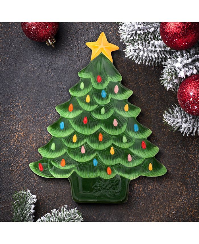 Mr. Christmas 14" Nostalgic Ceramic Tree Platter - Macy's