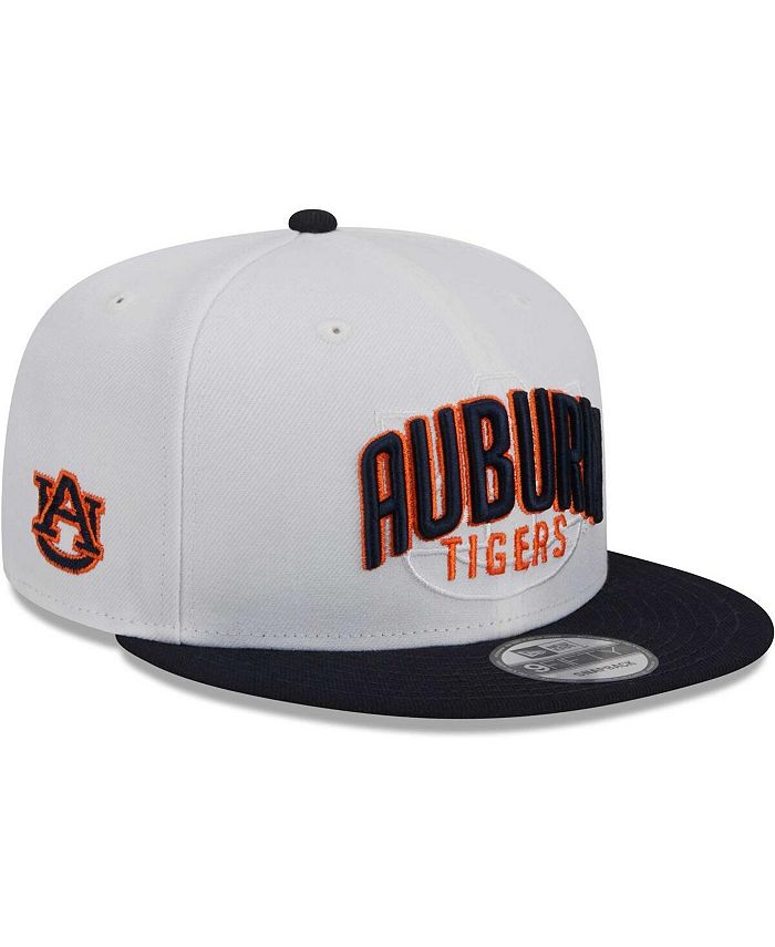 New Era Men's White, Navy Auburn Tigers Two-Tone Layer 9FIFTY Snapback ...