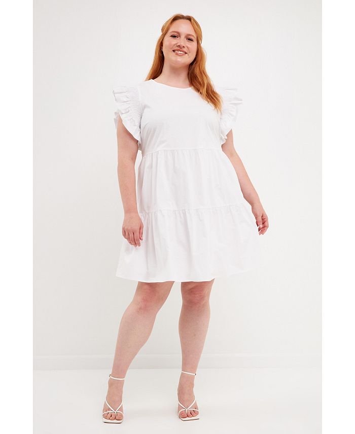 English Factory Plus Size Ruffled Babydoll Mini Dress - Macy's