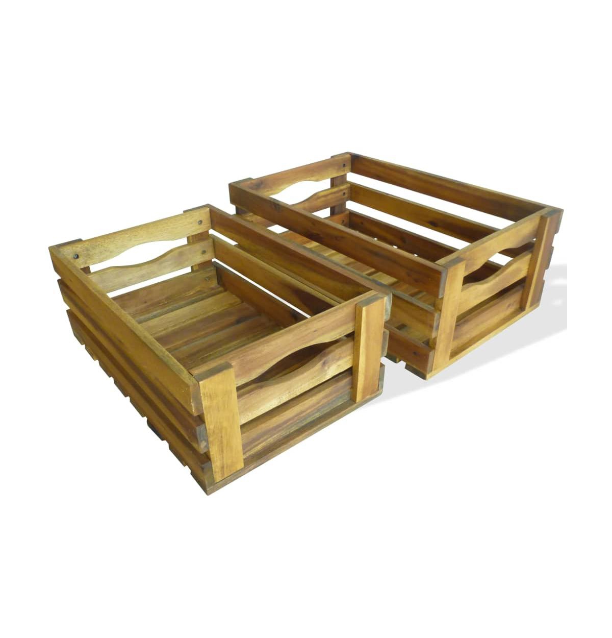 Click here for Apple Crate Set 2 Pieces Solid Acacia Wood - Brown prices