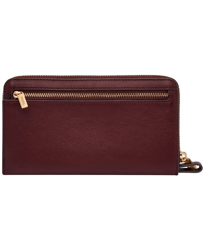 Fossil Liza Leather Zip Around Clutch Wallet - Macy's
