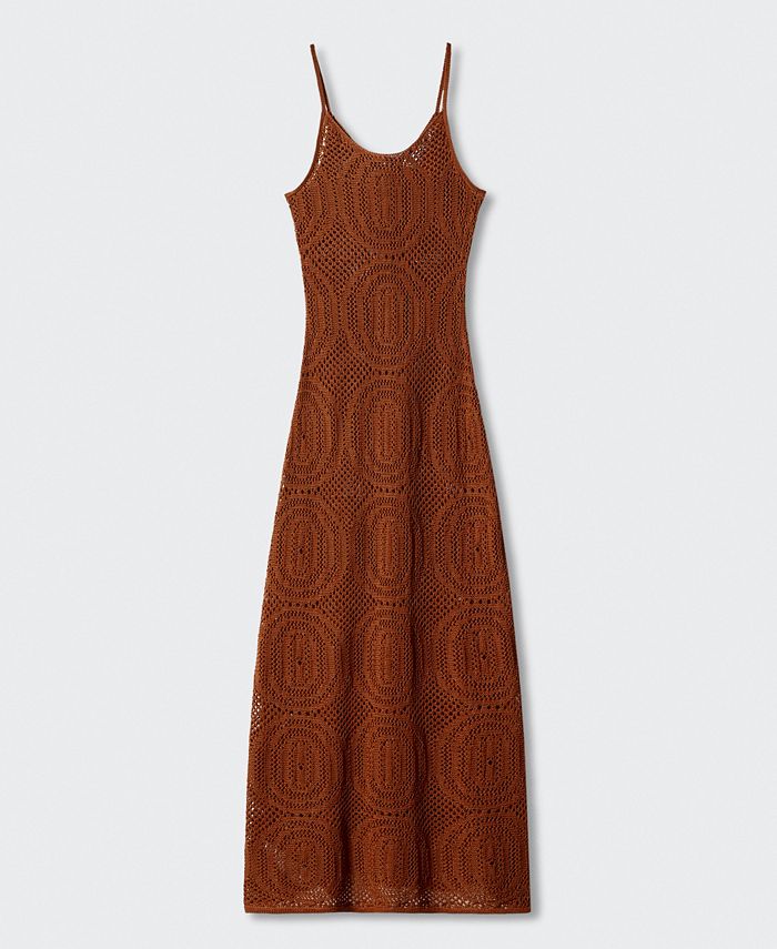 MANGO Women's Long Openwork Knit Dress - Macy's