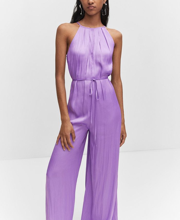 MANGO Women's Satin Halter Neck Jumpsuit - Macy's