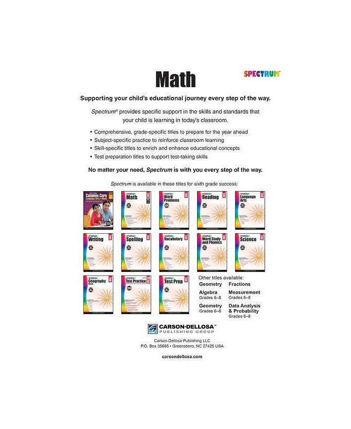 Barnes & Noble Spectrum Math Workbook, Grade 6 by Spectrum Compiler ...