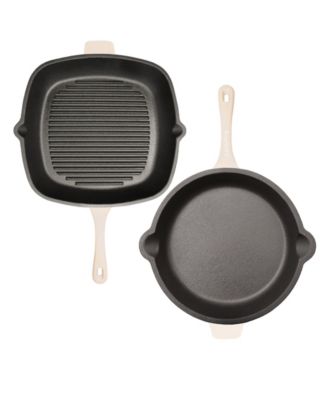 BergHOFF Neo 2pc Cast Iron 10" Fry Pan & 11" Grill Pan Cookware Set ...