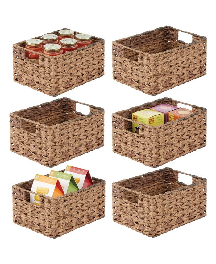 mDesign Woven Farmhouse Pantry Food Storage Bin Basket Box, Small - 6 ...
