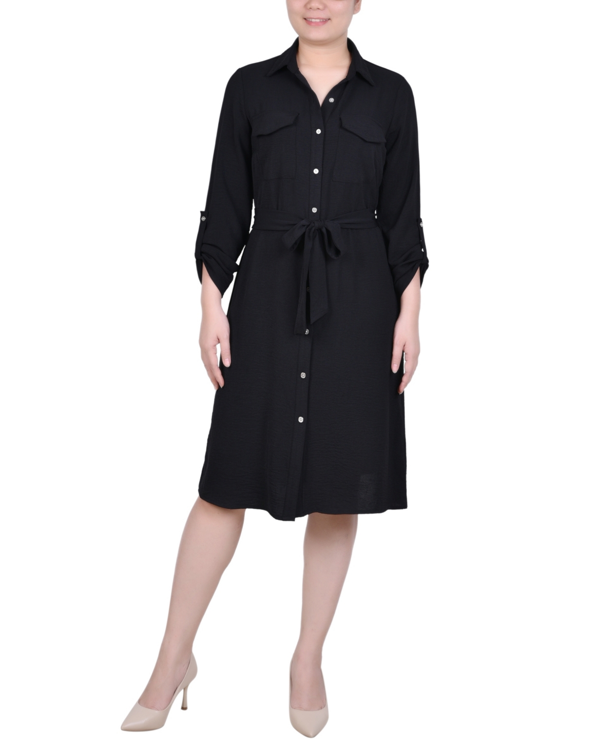 Click here for Ny Collection Womens Long Roll Tab Sleeve Shirtdre... prices