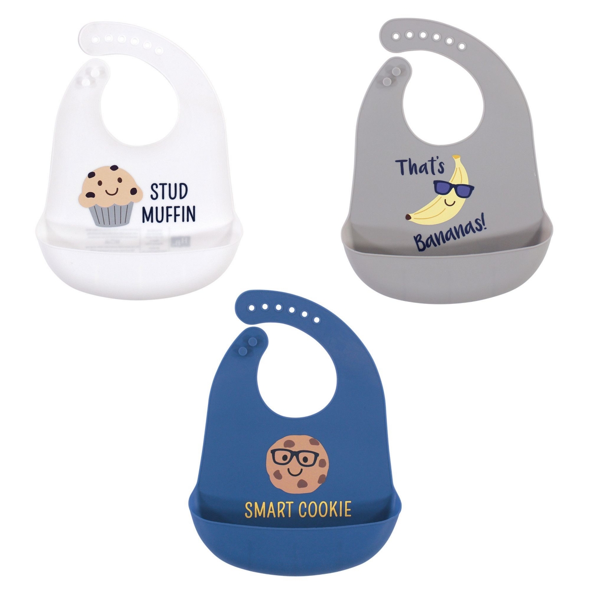 Click here for Hudson Baby Boys 3Pk of Soft Silicone Feeding Bibs... prices