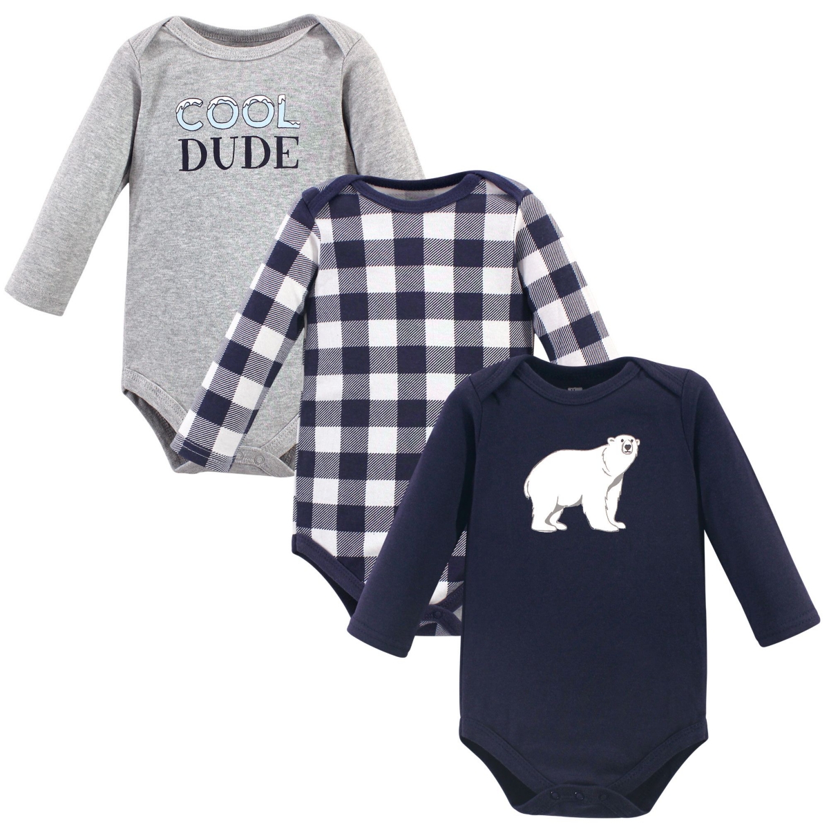 Hudson Baby Baby Boys Hudson Cotton Long-Sleeve Bodysuit 3Pk - Polar bear