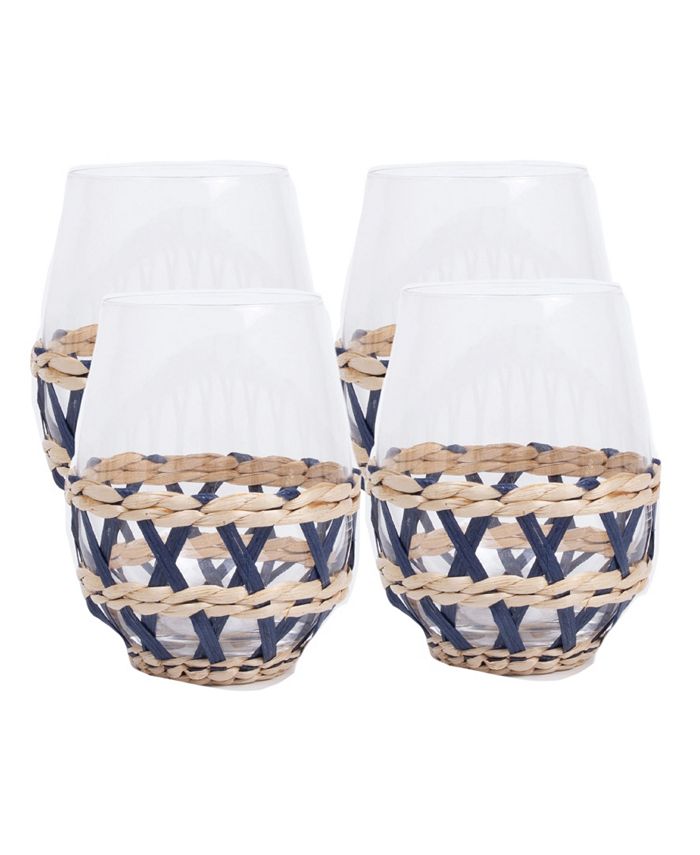 8 Oak Lane Glass Stemless Wine, 4 Piece Set - Macy's