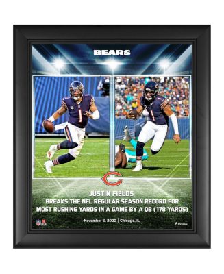 Justin Fields Chicago Bears Framed 15" x 17" QB Single Game Rushing ...