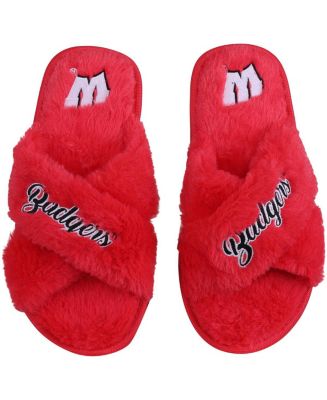 Women's FOCO Wisconsin Badgers Script Cross Slide Slippers - Macy's