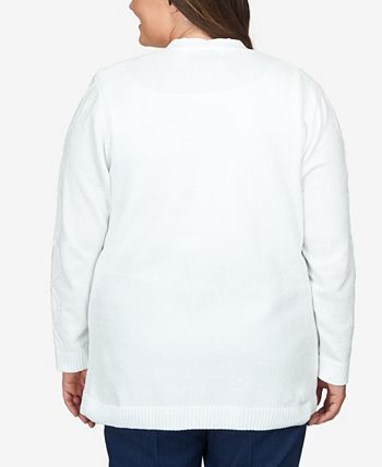 Alfred Dunner Plus Size Classics Chenille Long Open Cardigan Sweater ...