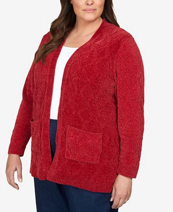 Alfred Dunner Plus Size Classics Chenille Long Open Cardigan Sweater ...