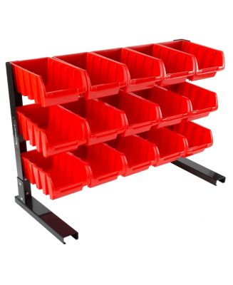 15 Bin Storage Rack Organizer- Durable Carbon Steel with Stackable ...