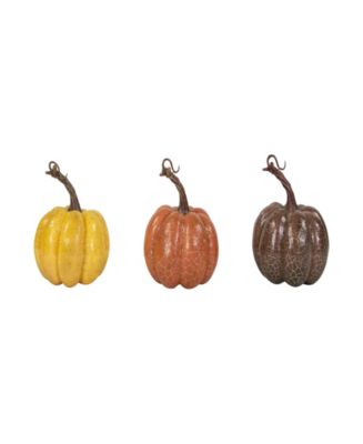 Set of 3 Orange Yellow and Brown Crackle Finish Fall Harvest Pumpkins 4 ...