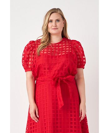 English Factory Plus Size Plaid See Through Top - Macy's