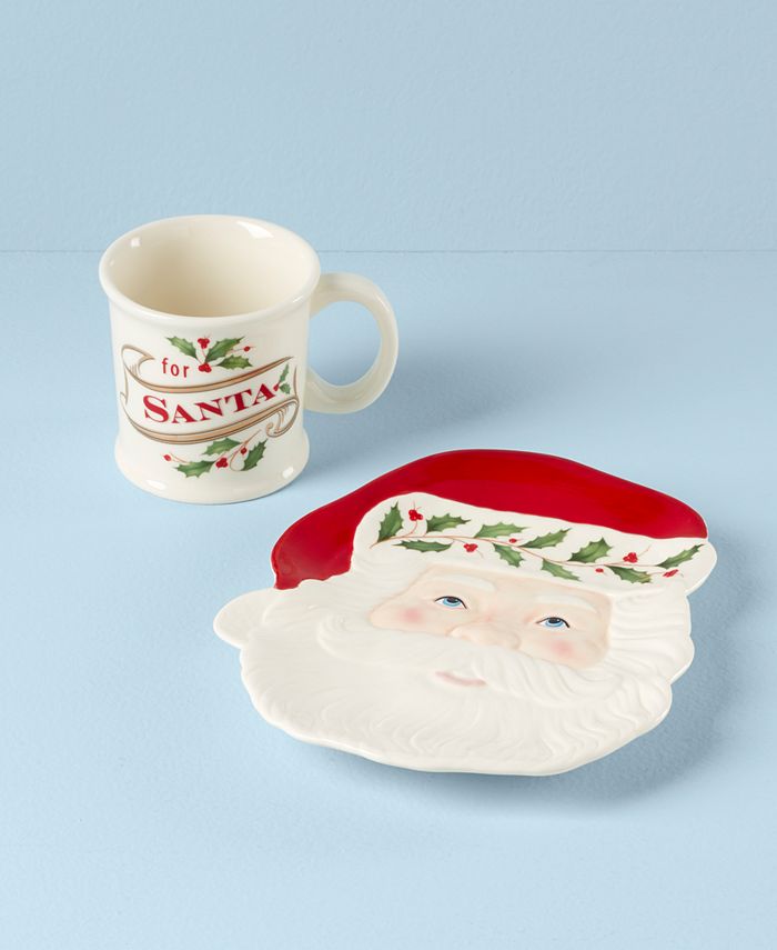 Lenox Holiday Porcelain Cookies For Santa Mug & Plate Set - Macy's