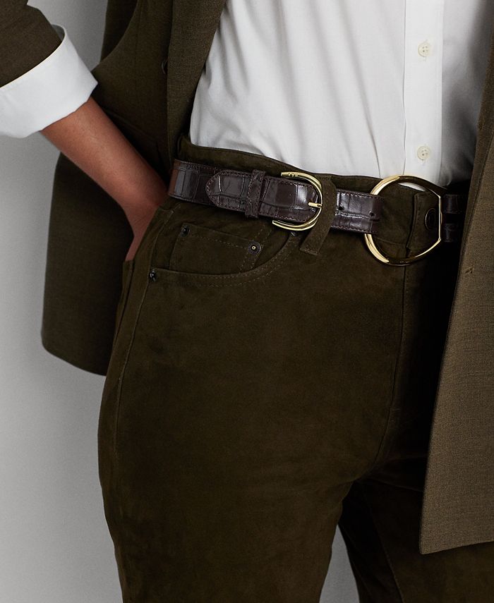 Lauren Ralph Lauren Women's Goat-Suede High-Rise Boot Jeans - Macy's