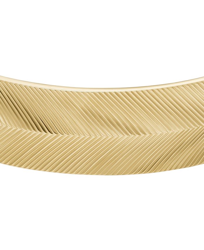 Fossil Harlow Linear Texture Gold-Tone Stainless Steel Cuff Bracelet ...