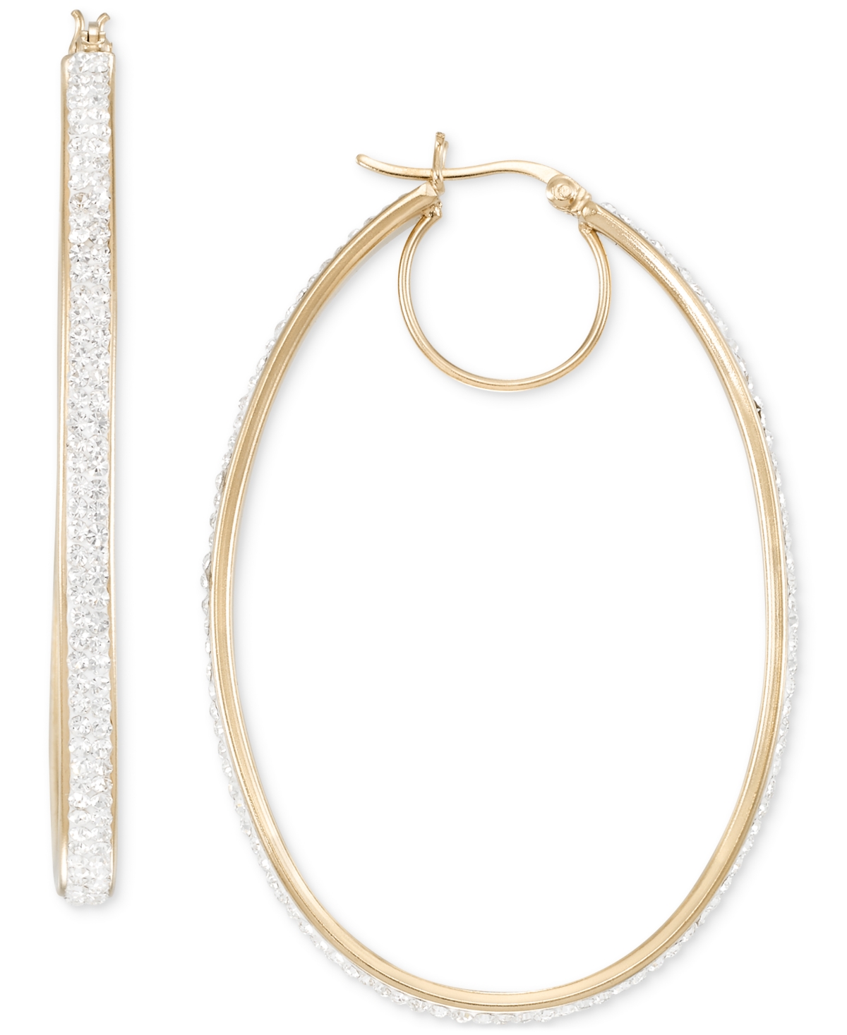 Click here for Crystal Pave Oval-Shape Click Top Hoop Earrings -... prices