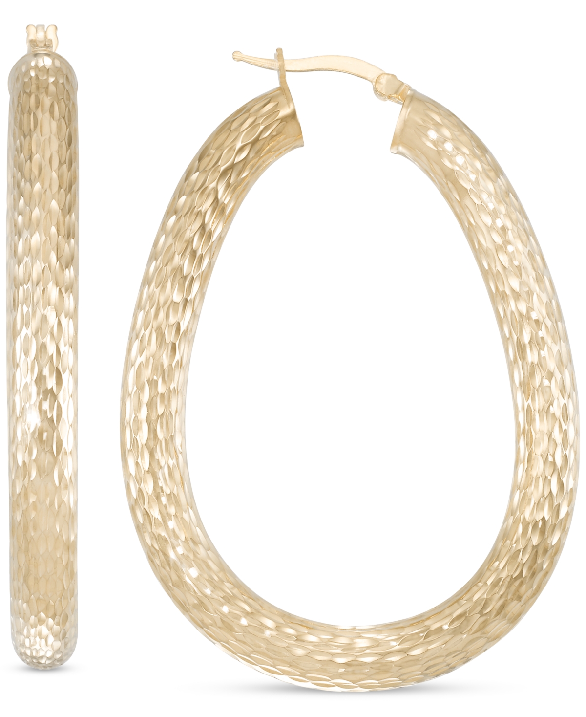 Click here for Textured Pear Hoop Earrings in 14k Gold-Plated Ste... prices