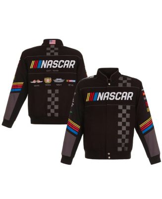 Men's JH Design Black NASCAR Twill Logo Uniform Full-Snap Jacket - Macy's