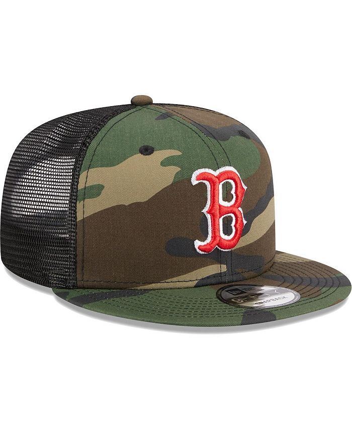 New Era Men's Camo Boston Red Sox Woodland Camo Trucker 9FIFTY Snapback ...