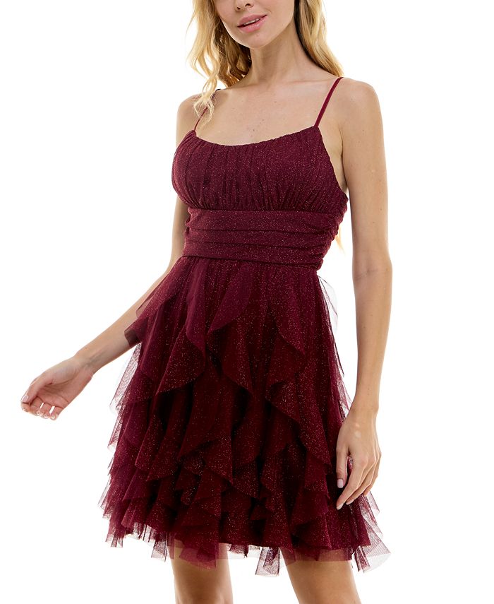 pear culture Juniors' Emma Corkscrew-Ruffled Dress - Macy's