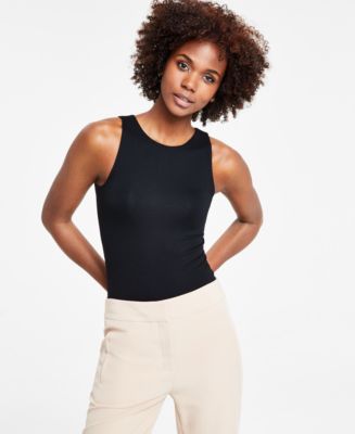 Bar III® Women's Crewneck Sleeveless Jersey Bodysuit, Created for Macy ...
