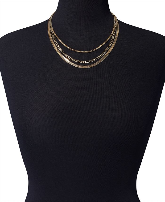 On 34th Three-Row Chain Necklace, 19" + 2" extender, Created for Macy's ...
