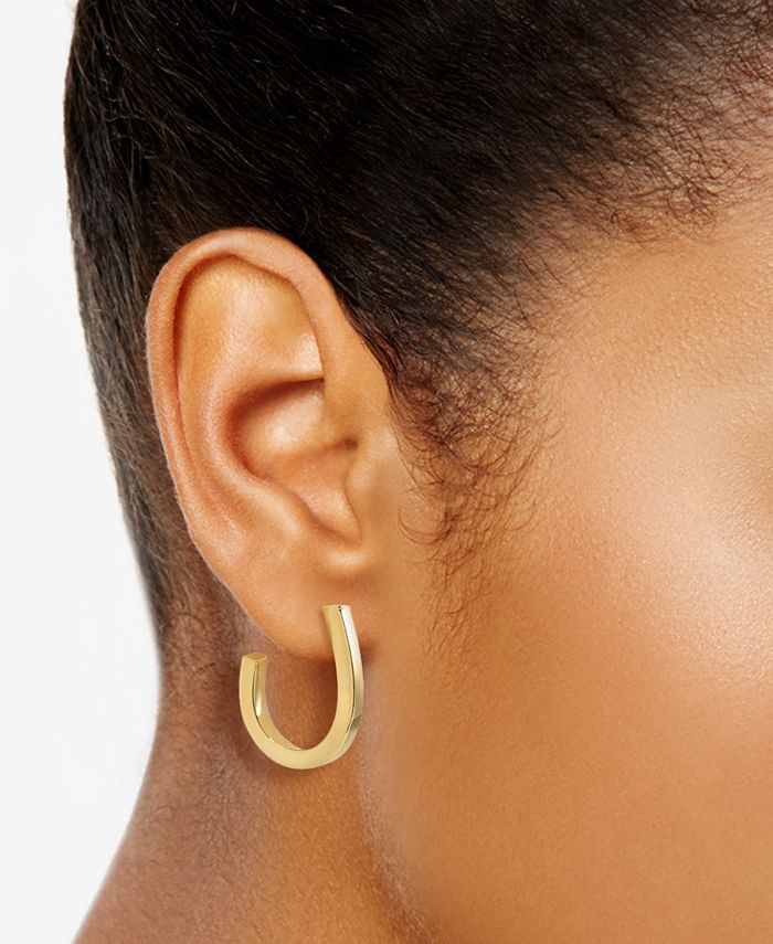 Macy's High Polished Squared J-Hoop Earrings in 14k Gold - Macy's