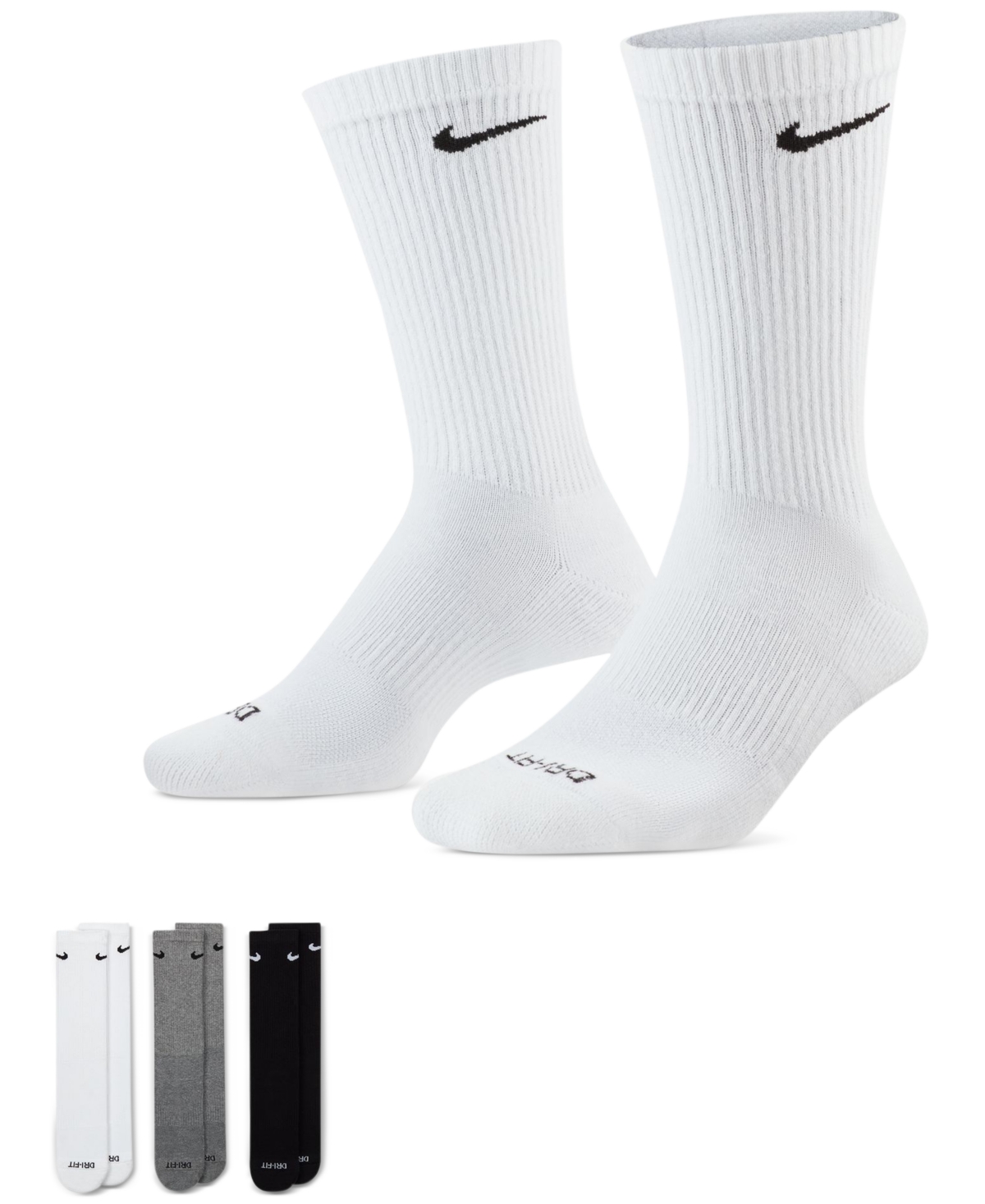 Nike Unisex Everyday Plus Cushioned Training Crew Socks 3 Pairs - Multicolor/White