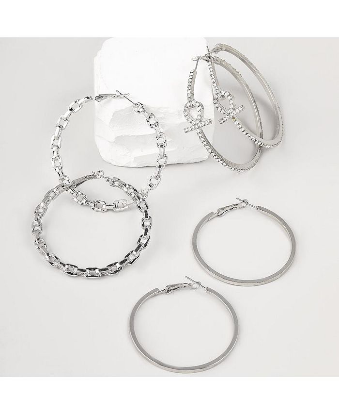 Aaliyah Trio Ankh Hoop Earring Set - Macy's
