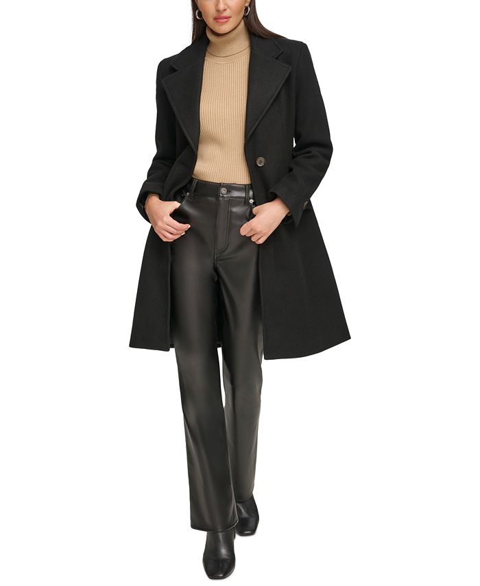 DKNY Women's Petite Single-Button Reefer Coat - Macy's