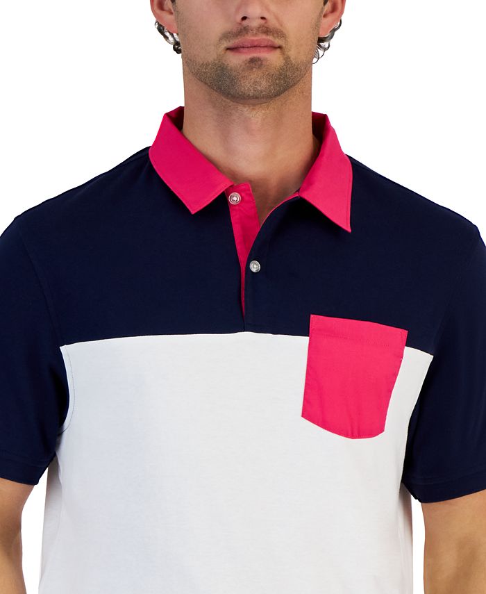 Club Room Men's Short Sleeve Mixed Media Colorblocked Polo Shirt ...