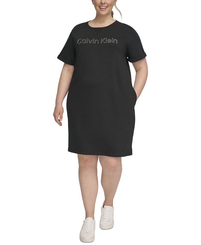 Calvin Klein Plus Size French Terry Logo Dress - Macy's
