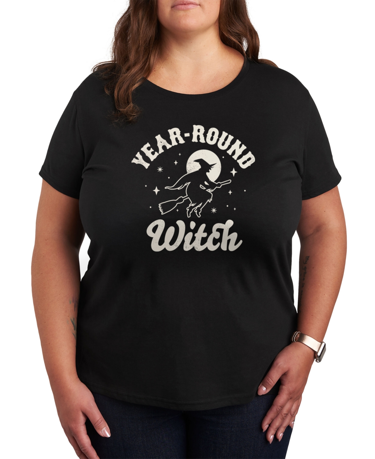 Click here for Trendy Plus Size Halloween Graphic T-shirt - Black prices