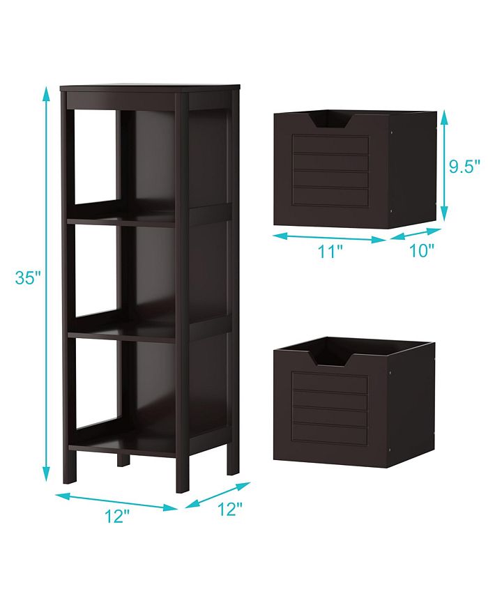 Costway Bathroom Wooden Floor Cabinet Multifunction Storage Rack Stand ...