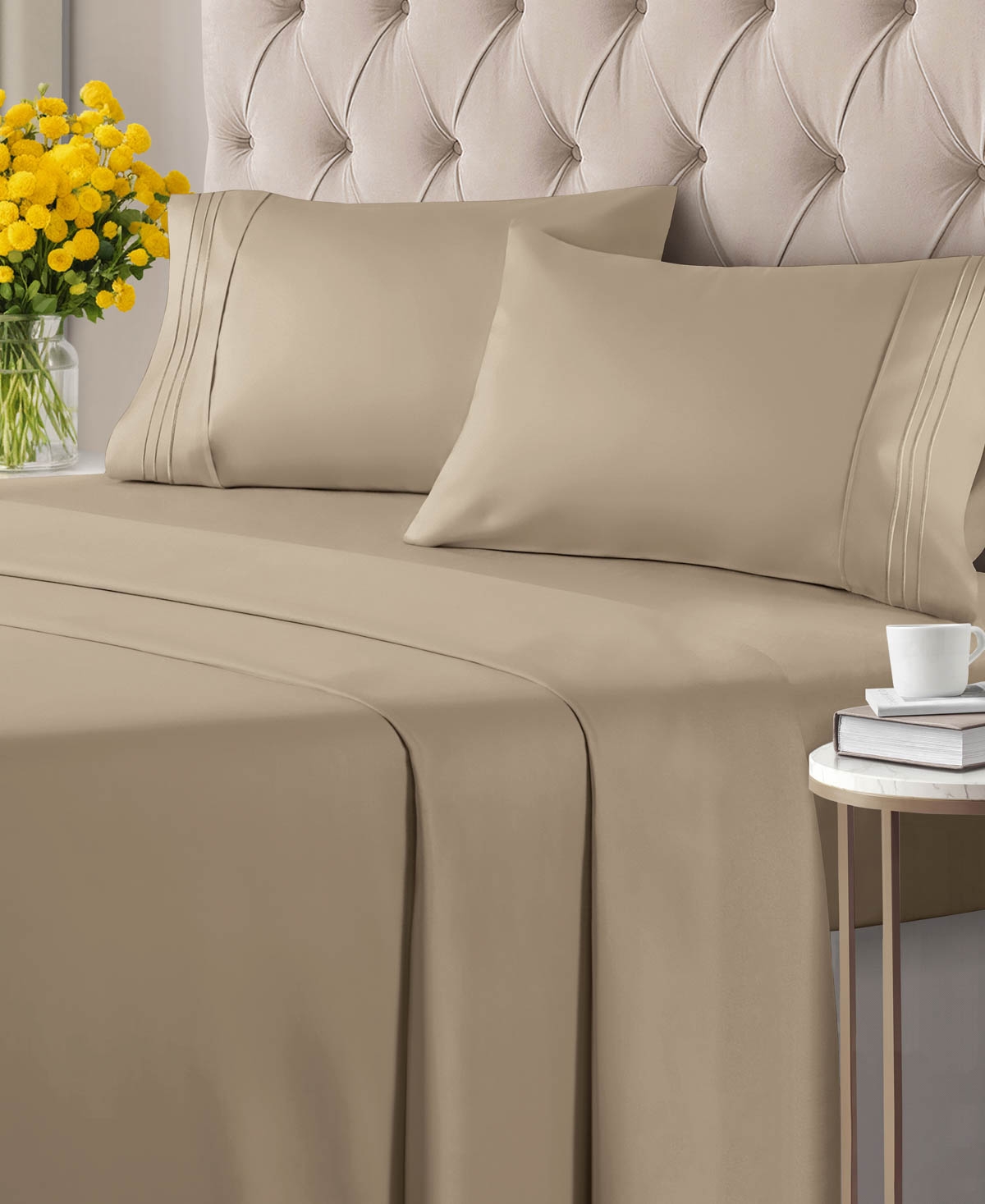 Click here for 4 Piece Microfiber Solid Sheet Set - Twin - Cream prices