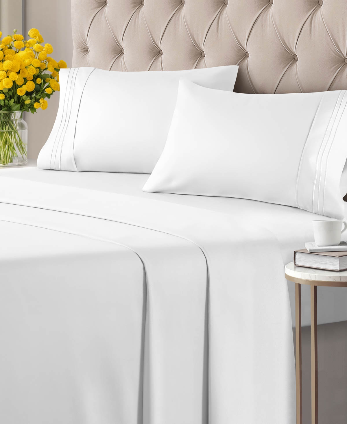 Click here for 4 Piece Microfiber Solid Sheet Set - Twin - White prices