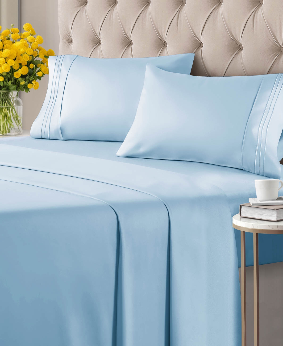 Click here for 4 Piece Microfiber Solid Sheet Set - Twin - Light... prices