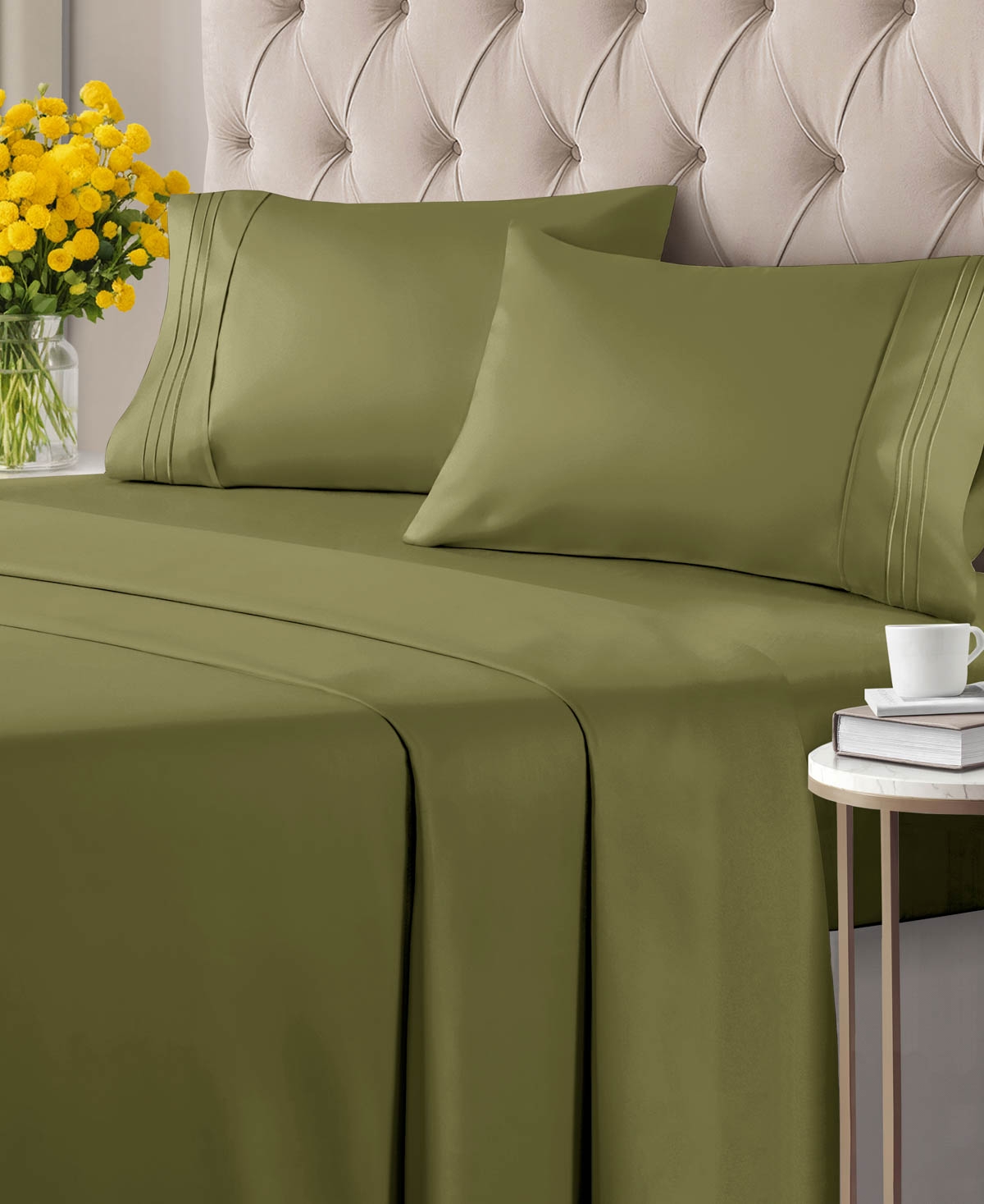 Click here for 4 Piece Microfiber Solid Sheet Set - Twin - Sage g... prices